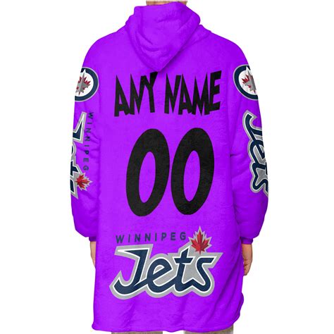 Halloween V3 Custom Name Winnipeg Jets Purple Oodie Blanket