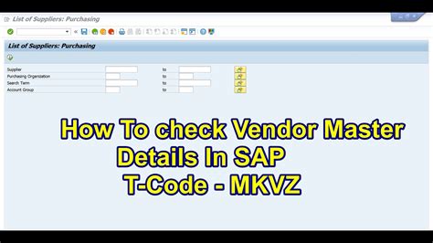 How To Check Vendor Details In SAP Vendor Master Details Report In