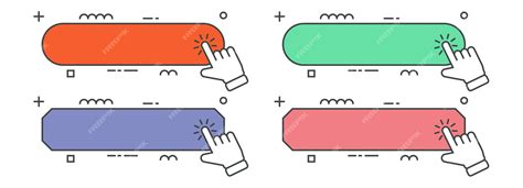 Premium Vector Hand Cursor With Click Here Banner Vector Set Action