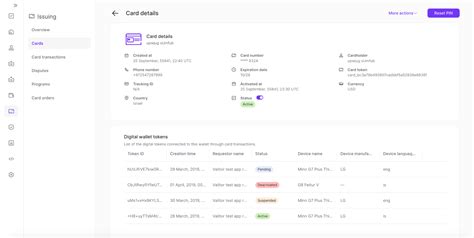 Viewing A List Of Card Tokens