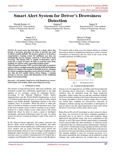 Smart Alert System For Drivers Drowsiness Detection Ijertconv10is11014 Pdf Internet Of