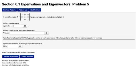 Solved Section 6 1 Eigenvalues And Eigenvectors Problem 5