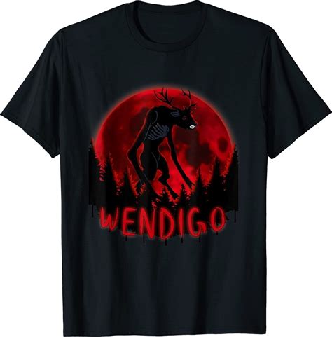 Everaura Red Full Moon In A Ghost Forest Wendigo Folklore Logo T Shirt