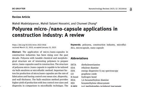 Polyurea Micro Nano Capsule Applications In Construction