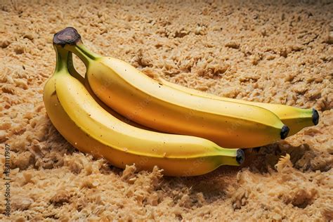 Banana On Bed With White Fabric Texture Background With Soft Light