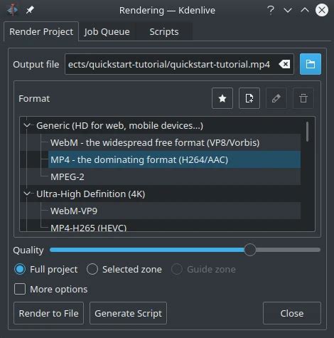 Inicio rápido documentación de Kdenlive Manual