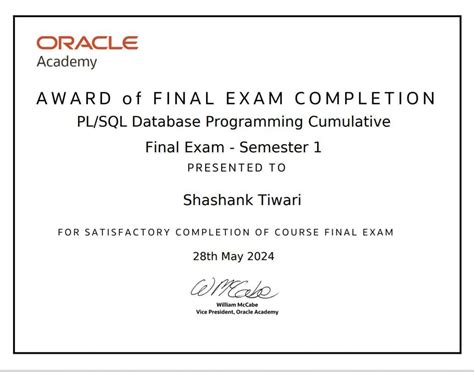 Shashank Tiwari On Linkedin Thrilled To Announce That Ive Successfully Completed The Plsql