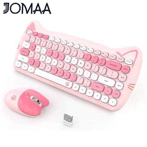 Jomaaandmofii Meow Colors Cute Mini 2 4g Wireless Keyboard And Mouse Set Wireless Keyboard And