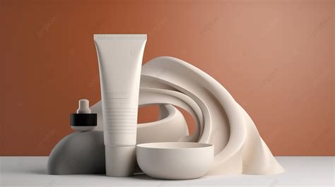 3d 렌더링된 핸드 크림 패키징이 있는 모형 화장품 세트 화장품 모형 로션 모형 흰색 병 배경 일러스트 및 사진 무료