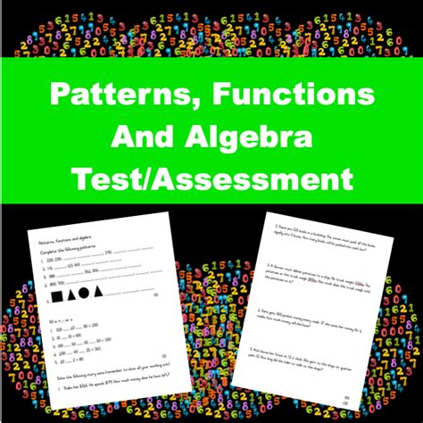 Mathematics Patterns Functions And Algebra Test Prepassessment • Teacha