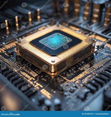 This Image Features A Close Up View Of A Computer Processor Mounted On A Motherboard Stock