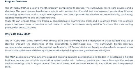 Mba Program Overview