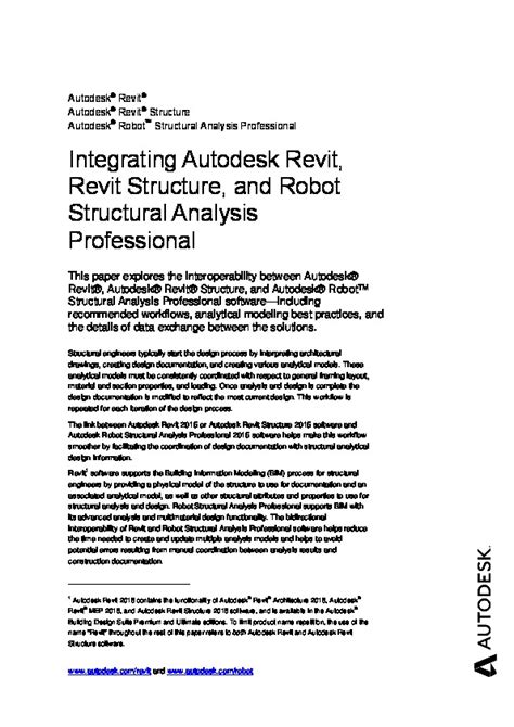 Autodesk ® Revit ® Autodesk ® Revit ® Structure Autodesk ® Robot ™ Structural Analysis