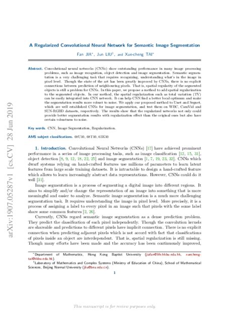 Pdf A Regularized Convolutional Neural Network For Semantic Image Segmentation