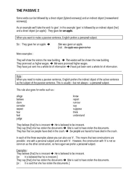 The Passive Voice Understanding Indirect And Direct Objects Studeersnel