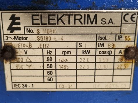 Used Elektrim SG180 L-4 electric motor - HOS BV