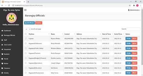 barangay management system project in php with source code