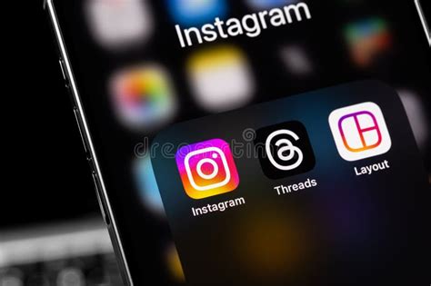 Instagram Services Mobile Threads Layout Apps On A Screen Smartphone Iphone Closeup Editorial
