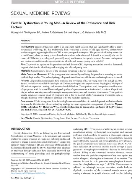 Pdf Erectile Dysfunction In Young Men—a Review Of The Prevalence And Risk Factors