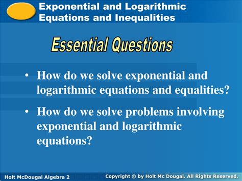 Ppt Mastering Exponential And Logarithmic Equations Powerpoint