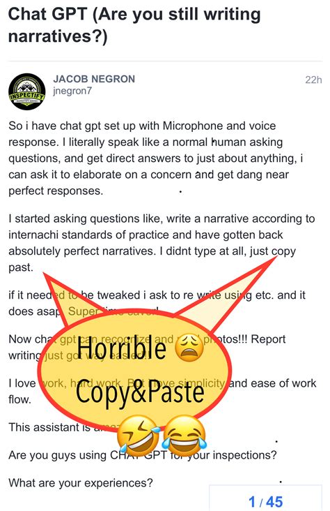 Chat Gpt Are You Still Writing Narratives Page 3 Internachi®️ Forum