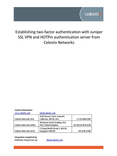 Configuring Two Factor Authentication Between Juniper Ssl Vpn And Celestix Hotpin Authentication