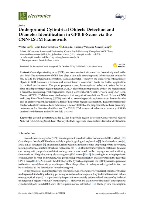 Pdf Underground Cylindrical Objects Detection And Diameter Identification In Gpr B Scans Via