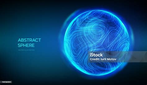 파란색 배경에 추상적 인 구체 3d 파란 에너지 공 초박형 라인 유체 지오메트리 동적 왜곡 구 웨이브 모션 파티클 트레일 미래