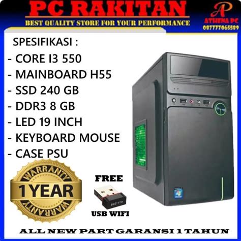 Jual Pc Rakitan Komputer Cpu Paket Led Murah Core I Ddr Gb Jakarta Pusat Athena