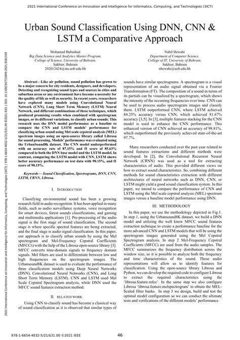 Pdf Urban Sound Classification Using Dnn Cnn And Lstm A Comparative Approach