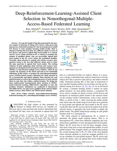 Pdf Deep Reinforcement Learning Assisted Client Selection In Non Orthogonal Multiple Access