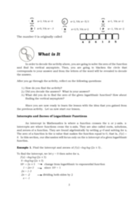 solution intercepts zeroes and asymptotes of logarithmic function