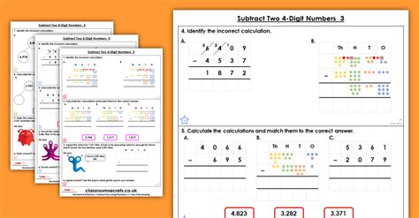 Subtract Two 4 Digit Numbers 3 Homework Extension Year 4 Addition And Subtraction Classroom