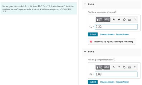 solved given two vectors a 4 00i 7 20j and