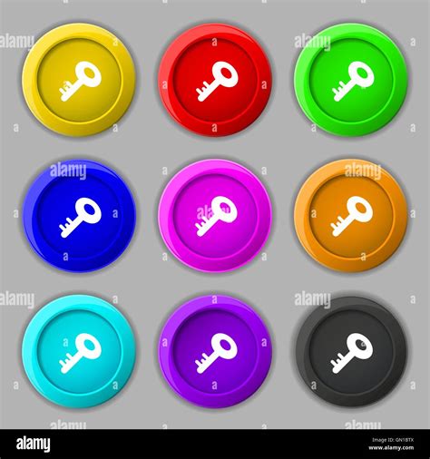 Key Icon Sign Symbol On Nine Round Colourful Buttons Vector Stock Vector Image And Art Alamy