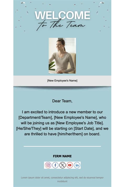 General New Employee Announcement Internal Email Template Mailsoftly