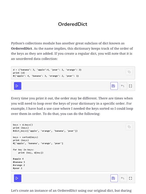 Ordereddict Ordereddict As The Name Implies This Dictionary Keeps Track Of The Order Of Pdf