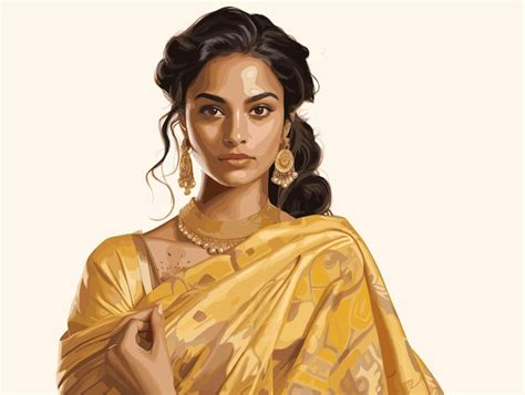 La Chica India Hermosa De Fondo Blanco Vector Premium