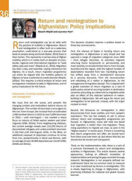 Return And Reintegration To Afghanistan Policy Implications Migrant