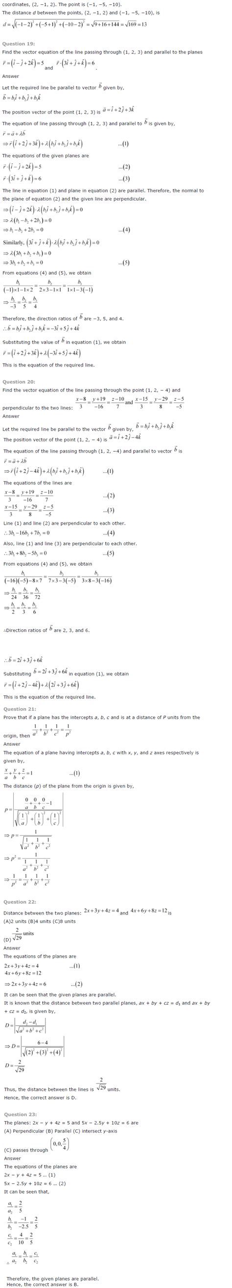 Ncert Solutions For Class 12 Maths Chapter 11 Three Dimensional
