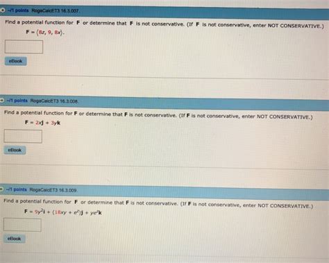 Solved O Polnts RogaCalcET Find A Potential Chegg Com