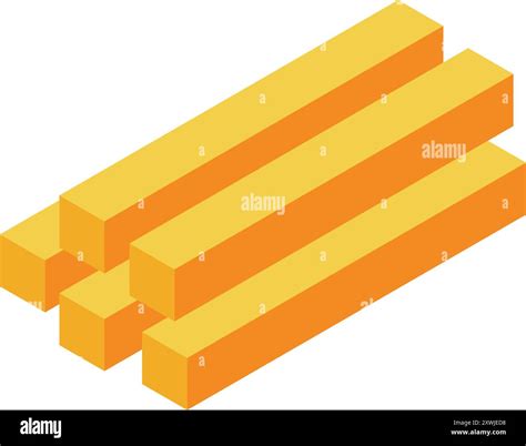 Yellow Rectangular Cuboids Forming An Ascending Line On White
