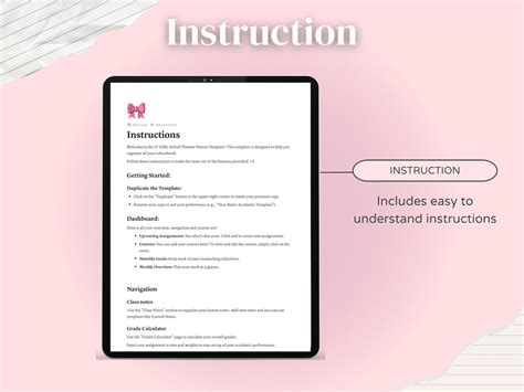 Notion Template Babe Planner IT Girl Aesthetic Notion Template Pink Digital Academic