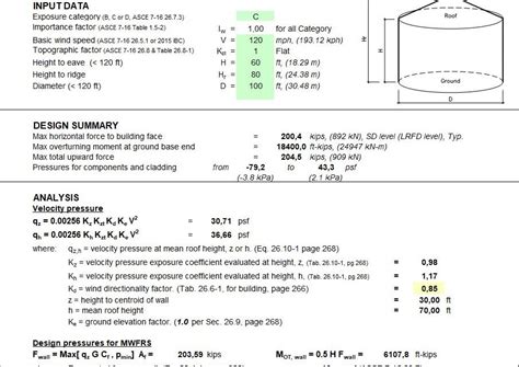 Wind Analysis For Circular Structure Spreadsheet