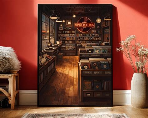 Retro Vinyl Record Store Poster Vintage Music Shop Wall Art Aesthetic