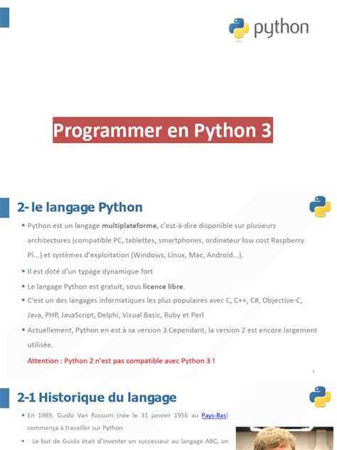 Introduction Au Langage Python 3 Pdf Python Langage De