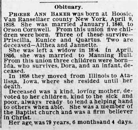 Phoebe Ann Baker Hull 1818 1897 Find A Grave Memorial