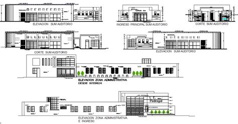 Elevation Of Education Institution Dwg File