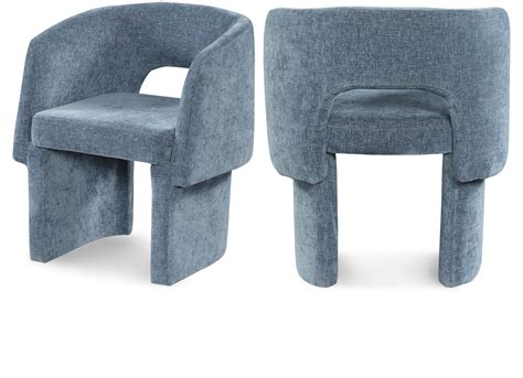 Nikki Light Blue Chenille Fabric Dining Chair Accent Chair C Casabycoco