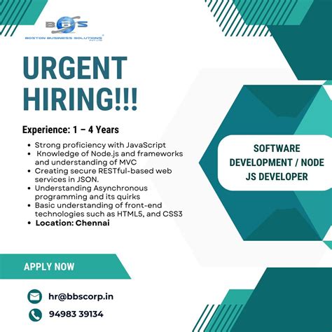 Hiringchennai Hiringdeveloper Nodejsdeveloper Nodejs Chennaijobs Boston Business